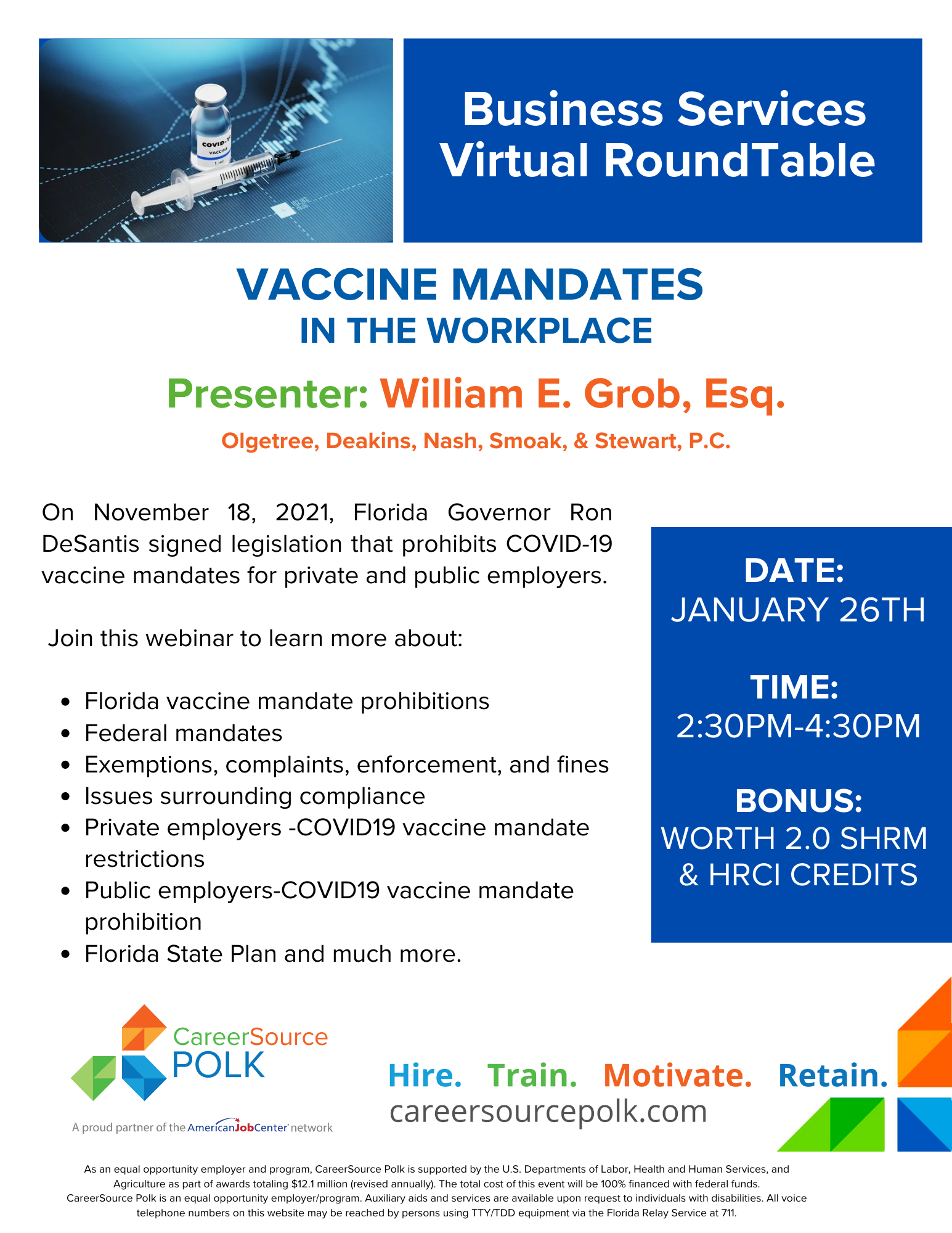 Virtual Roundtable Registration: Vaccine Mandates in the Workplace ...